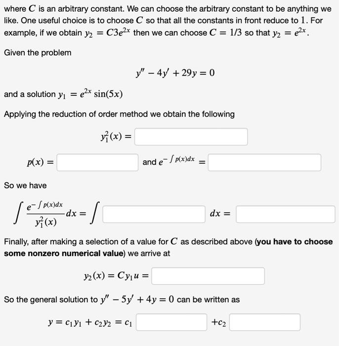 Solved where C is an arbitrary constant. We can choose the | Chegg.com