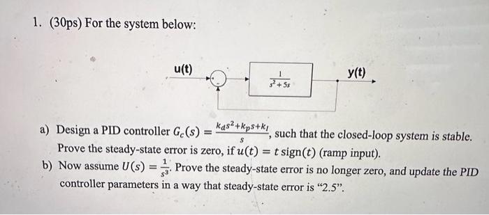 1. (30ps) For the system below: a) Design a PID | Chegg.com