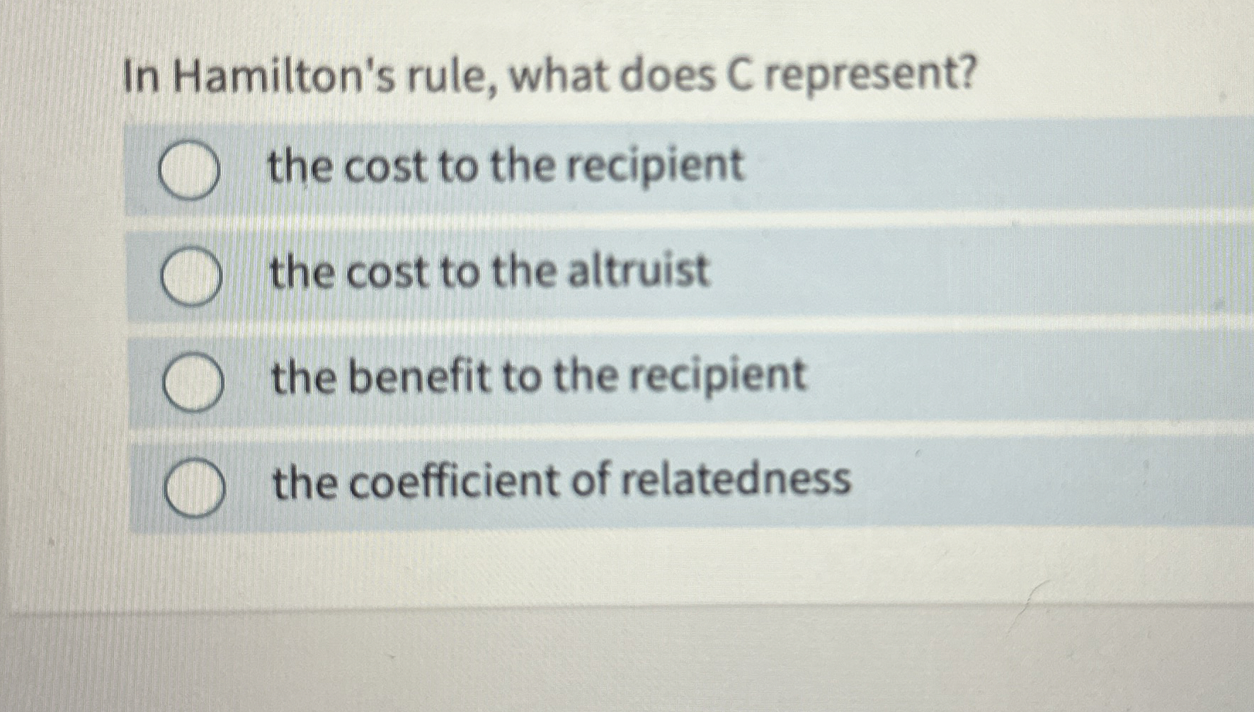 Solved In Hamilton's rule, what does C represent?the cost to | Chegg.com