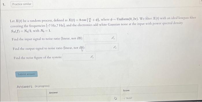 Solved Let X(t) be a random process, defined as | Chegg.com