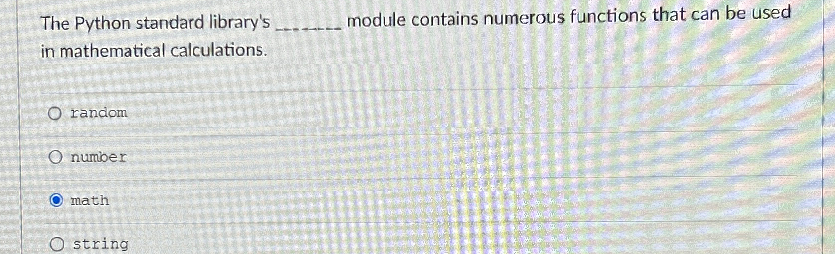 Solved The Python standard library's module contains | Chegg.com