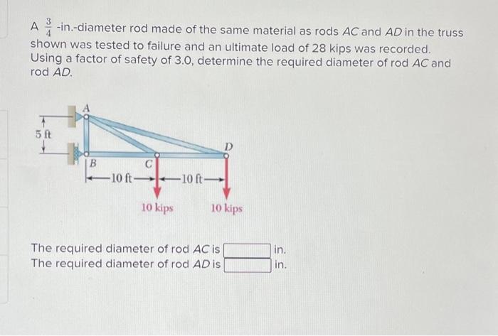 Solved A -in.-diameter rod made of the same material as rods | Chegg.com