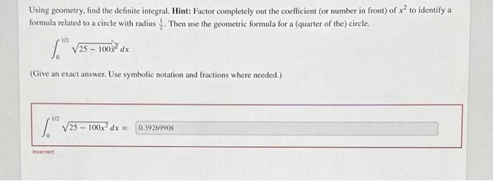 Solved Using geometry, find the definite integral. Hint: | Chegg.com Solved Using geometry, find the definite integral. Hint: | Chegg.com