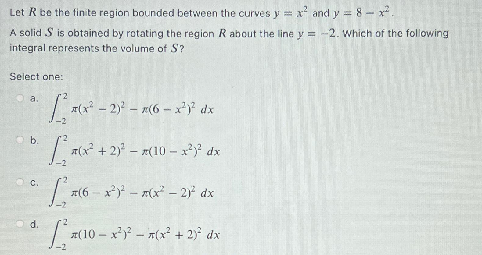 Solved Let R ﻿be the finite region bounded between the | Chegg.com