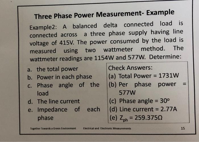 Solved Three Phase Power Measurement- Example Example2: A | Chegg.com