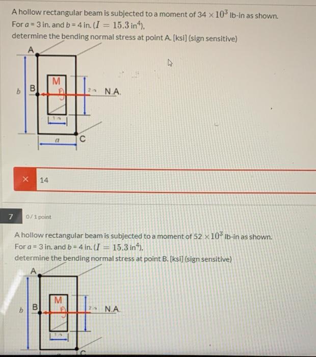 Solved A hollow rectangular beam is subjected to a moment of | Chegg.com