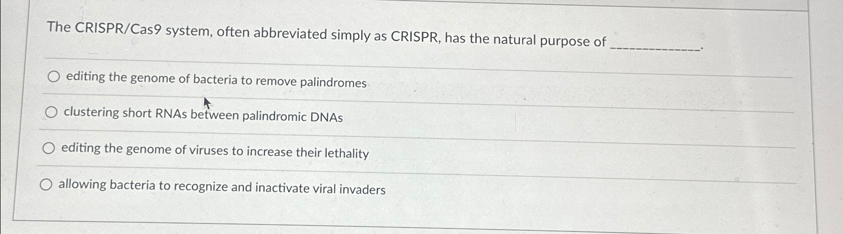 Solved The CRISPR/Cas9 ﻿system, often abbreviated simply as | Chegg.com