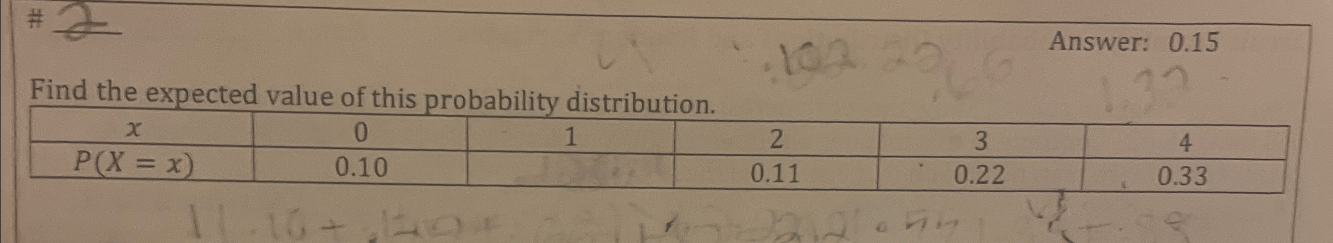 Solved #2Find the expected value of this probability | Chegg.com