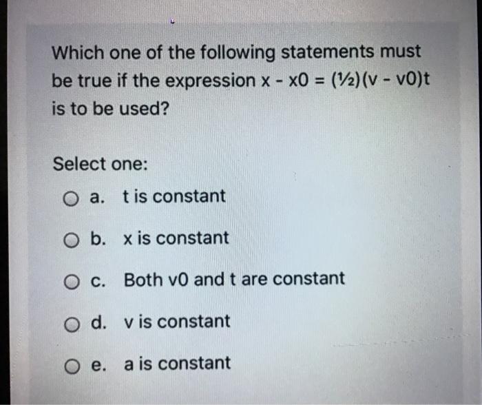 Solved Which one of the following statements must be true if | Chegg.com