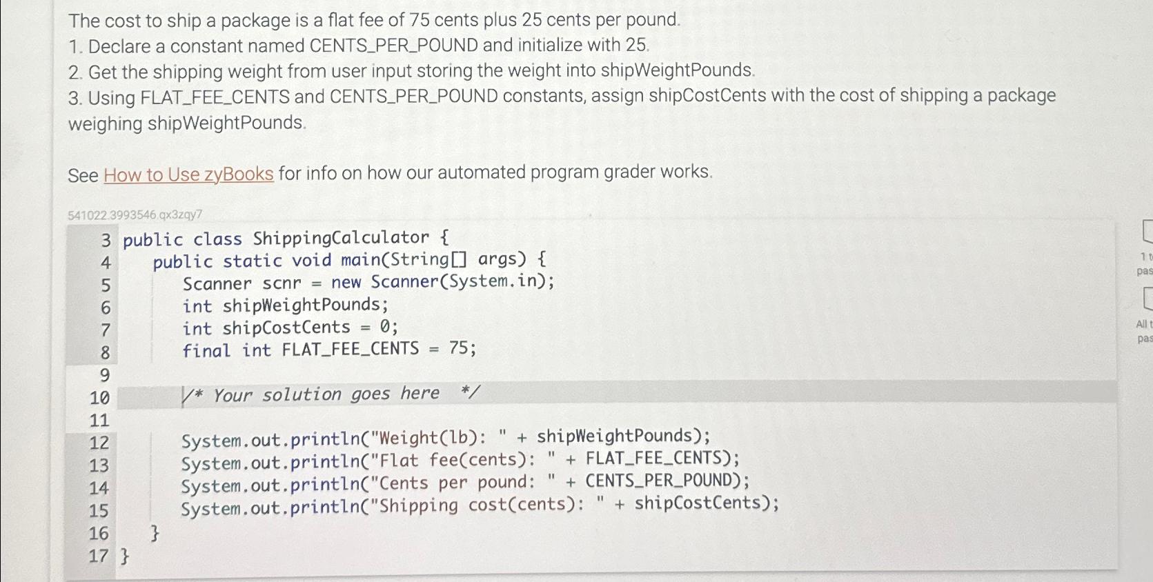 Solved The cost to ship a package is a flat fee of 75 ﻿cents | Chegg.com