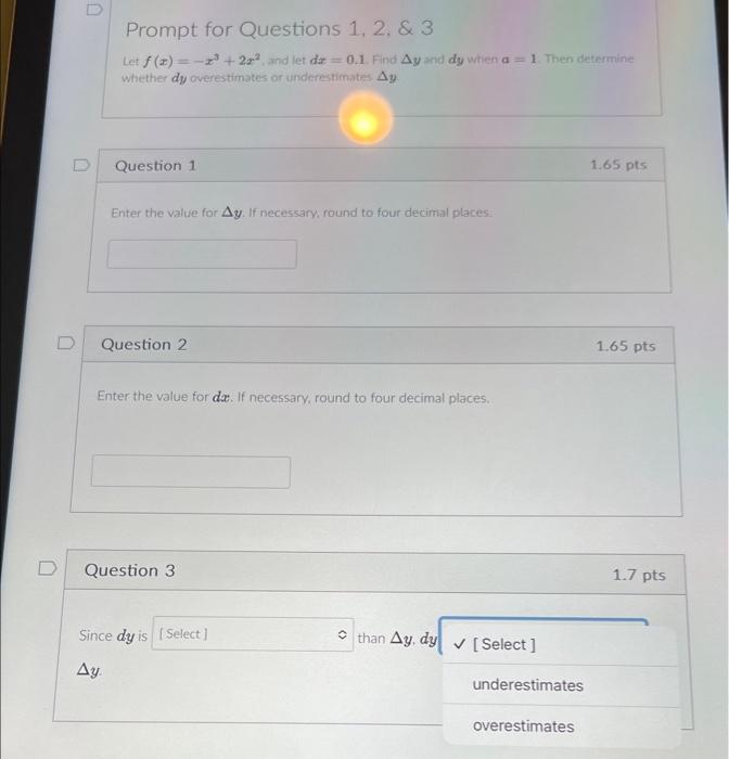 Solved Prompt for Questions 1, 2, \& 3 Let f(x)=−x3+2x2 and | Chegg.com