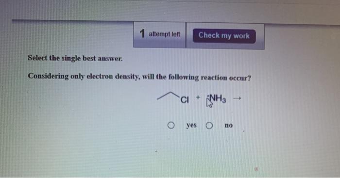 Solved 1 attempt left Check my work Select the single best | Chegg.com
