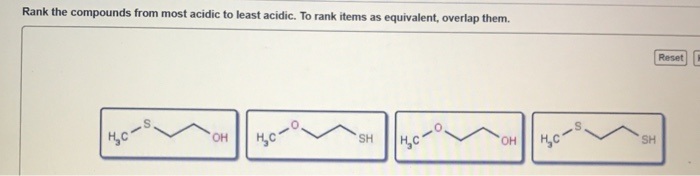 Solved Rank the compounds from most acidic to least acidic. | Chegg.com