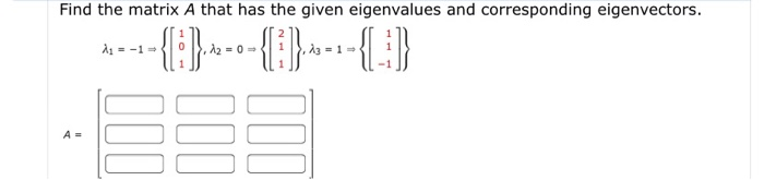 Solved: Find The Matrix A That Has The Given Eigenvalues A... | Chegg.com
