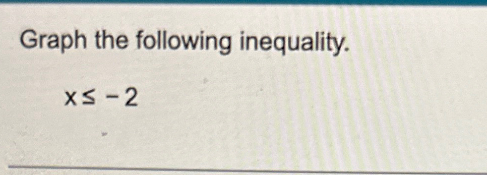 Solved Graph the following inequality.x≤-2 | Chegg.com