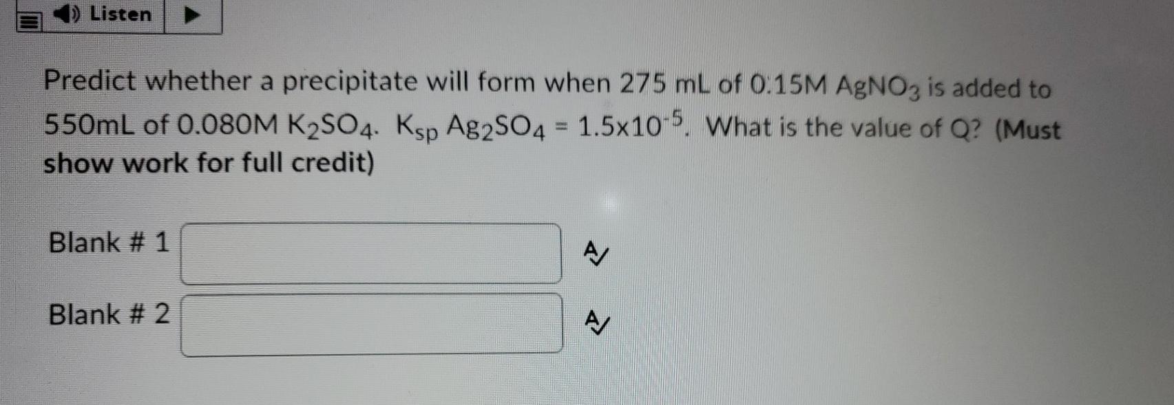 Solved Listen Predict whether a precipitate will form when | Chegg.com