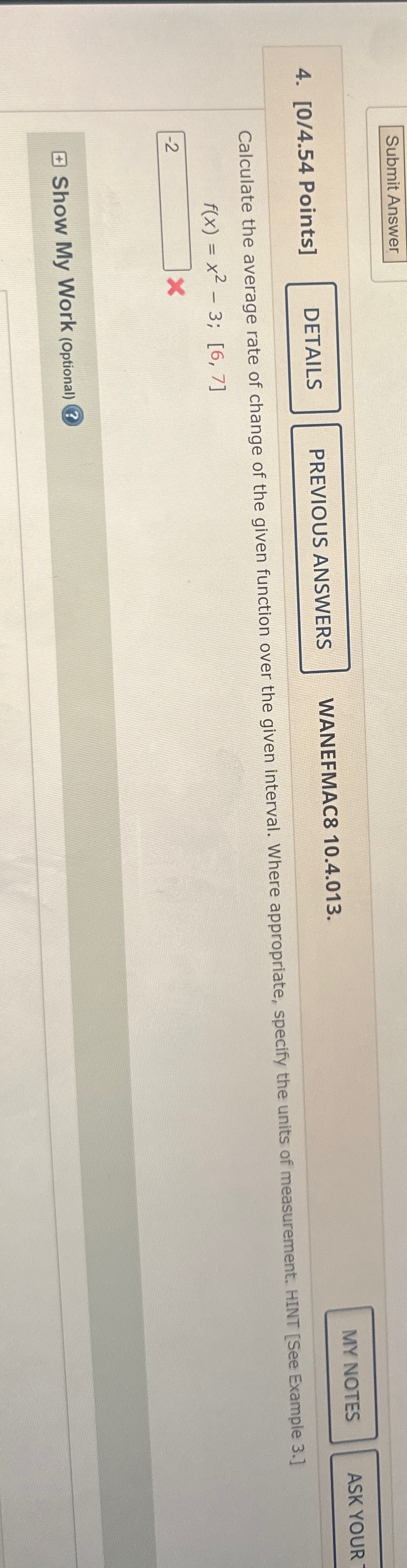 Solved [0/4.54 ﻿Points]WANEFMAC8 10.4.013.Calculate the | Chegg.com