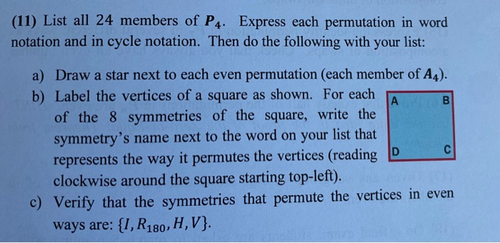 Solved list all 24 members of P4. Express each permutation | Chegg.com