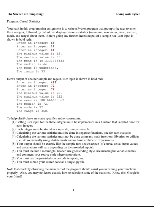 Solved The Science of Computing Living with Cyber Program: | Chegg.com