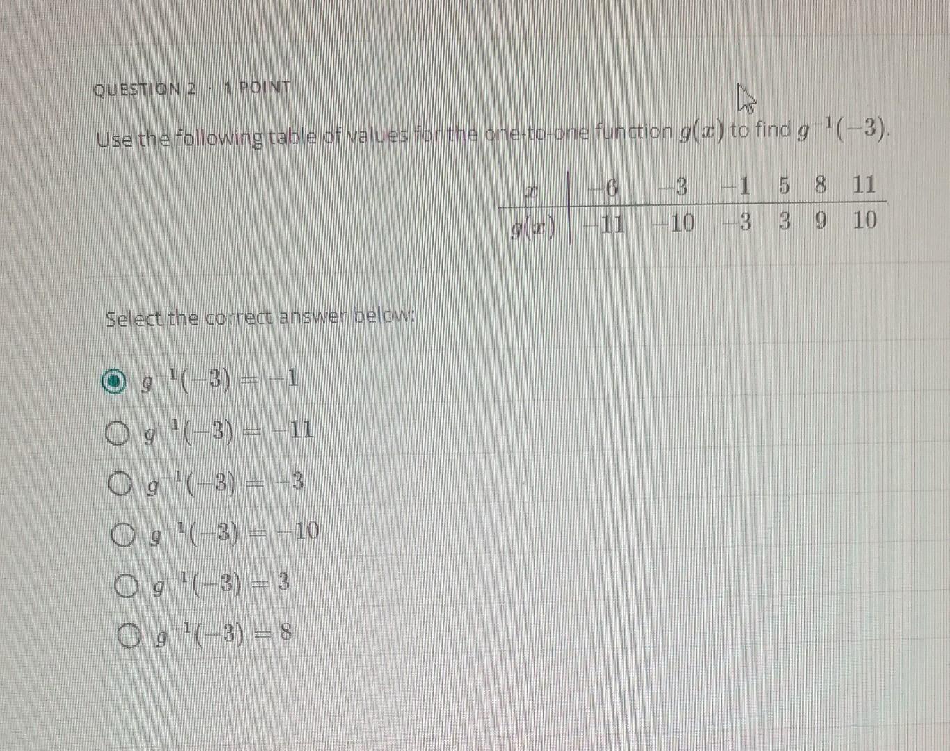 Solved Use the following table of values for the one-to-one | Chegg.com
