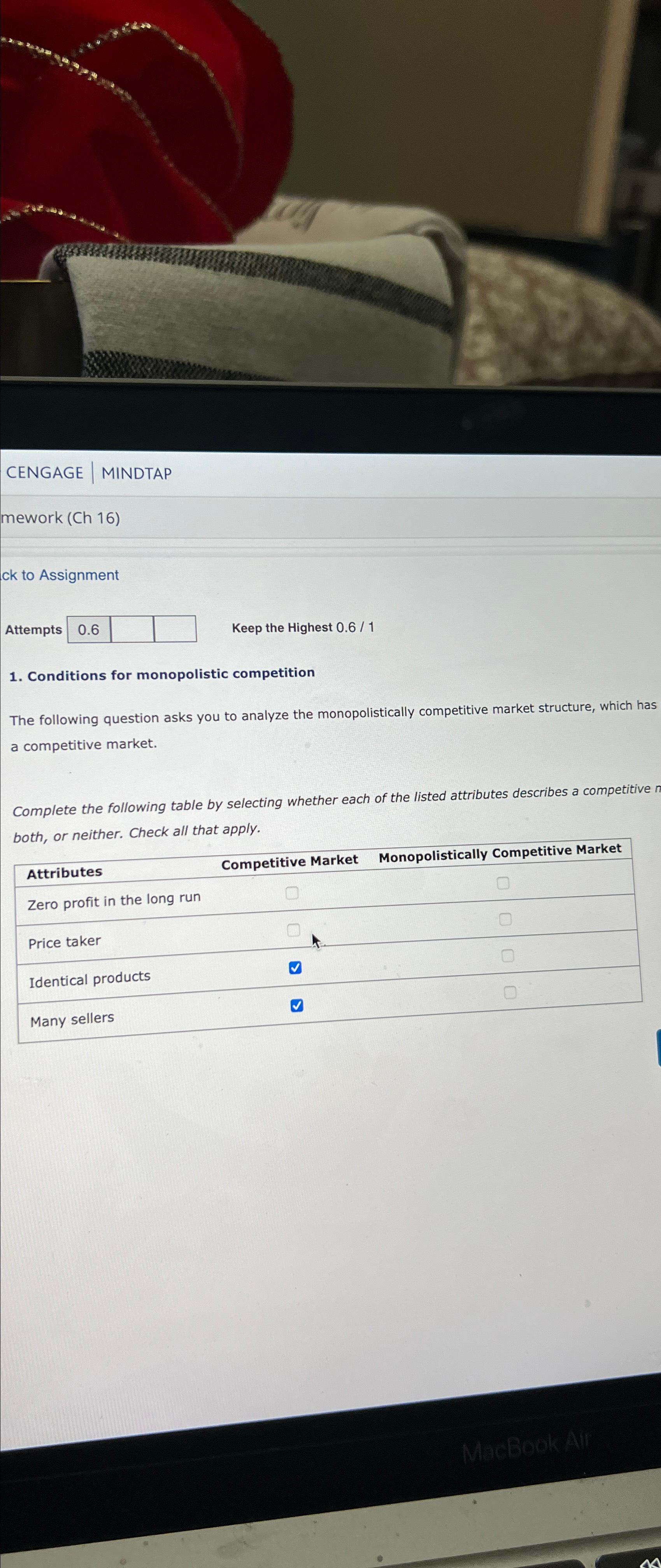 Solved CENGAGE | ﻿MINDTAPmework (Ch 16)ck to | Chegg.com