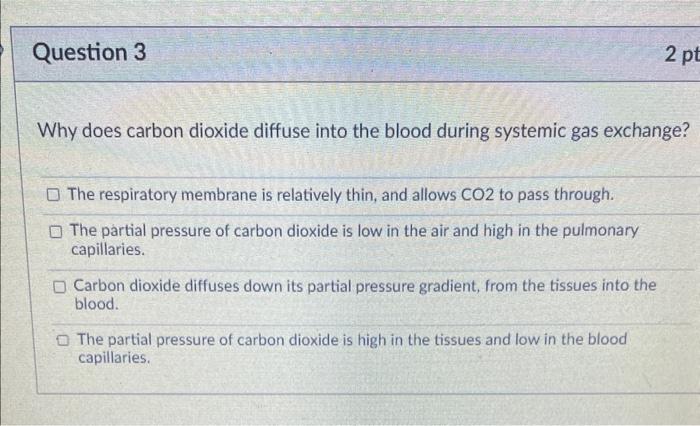 Solved Why does carbon dioxide diffuse into the blood during | Chegg.com