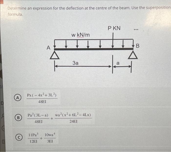 Solved SH D C > Determine an expression for the deflection | Chegg.com