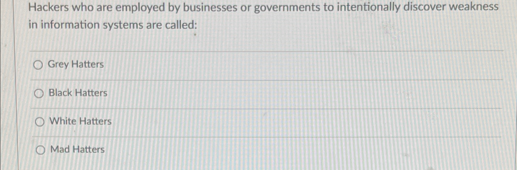 Solved Hackers who are employed by businesses or governments | Chegg.com