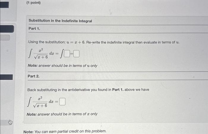 Solved Using the substitution: u=x+6. Re-write the | Chegg.com