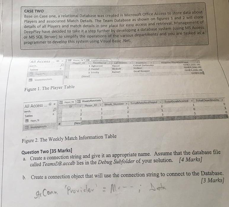 Solved CASETWO Base on Case one, a relational Database Was | Chegg.com