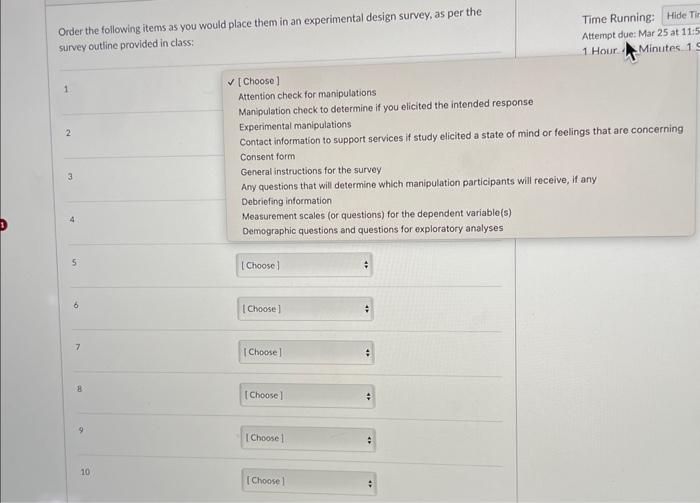 Solved Order the following items as you would place them in | Chegg.com