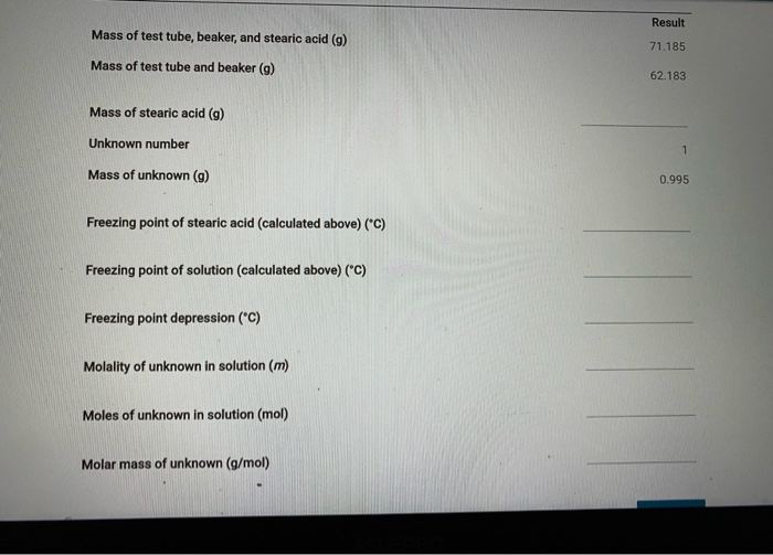 Solved (28pts) Determination of Freezing Points Use the data | Chegg.com