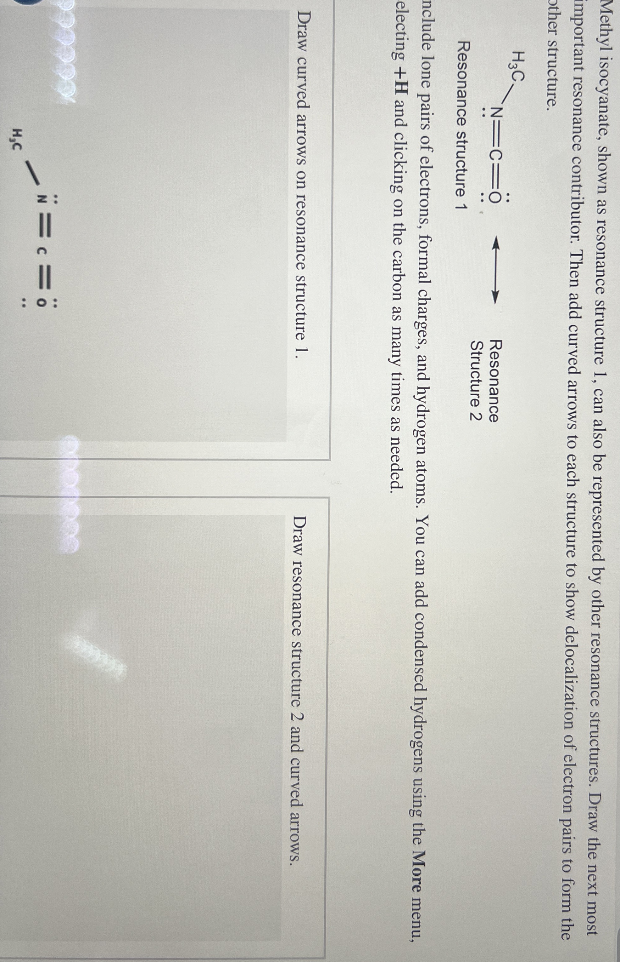 Solved Methyl isocyanate, shown as resonance structure 1 , | Chegg.com