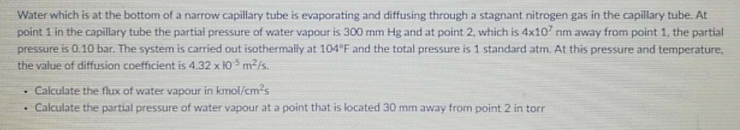 Solved Water which is at the bottom of a narrow capillary | Chegg.com