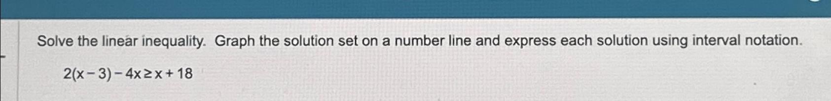 Solved Solve the linear inequality. Graph the solution set | Chegg.com