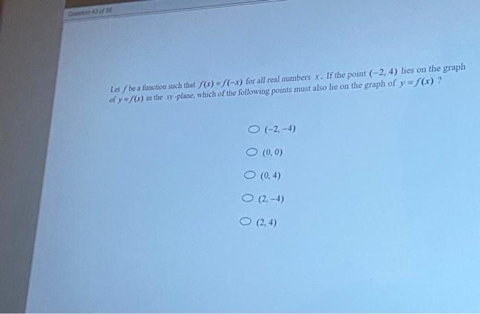Solved Let f be a function such that f(x)=f(−x) for all real | Chegg.com
