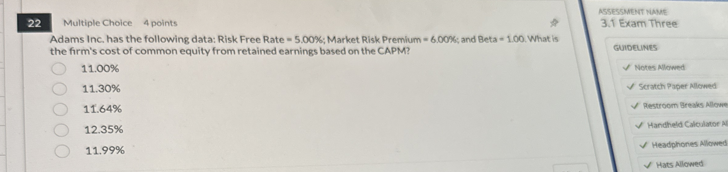 Solved e22 ﻿Multiple Choice 4 ﻿pointsAdams Inc. has the | Chegg.com