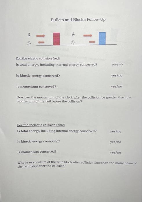 Solved Bullets and Blocks Follow-Up For the elastic | Chegg.com