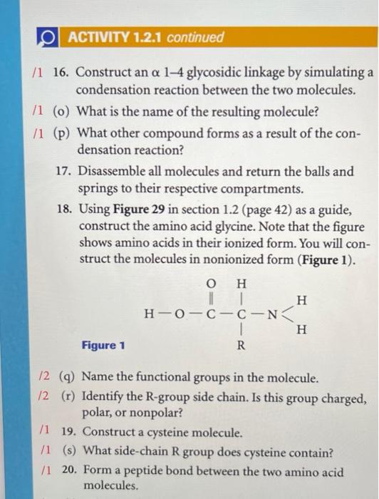 Solved /1 16. Construct an α1−4 glycosidic linkage by | Chegg.com