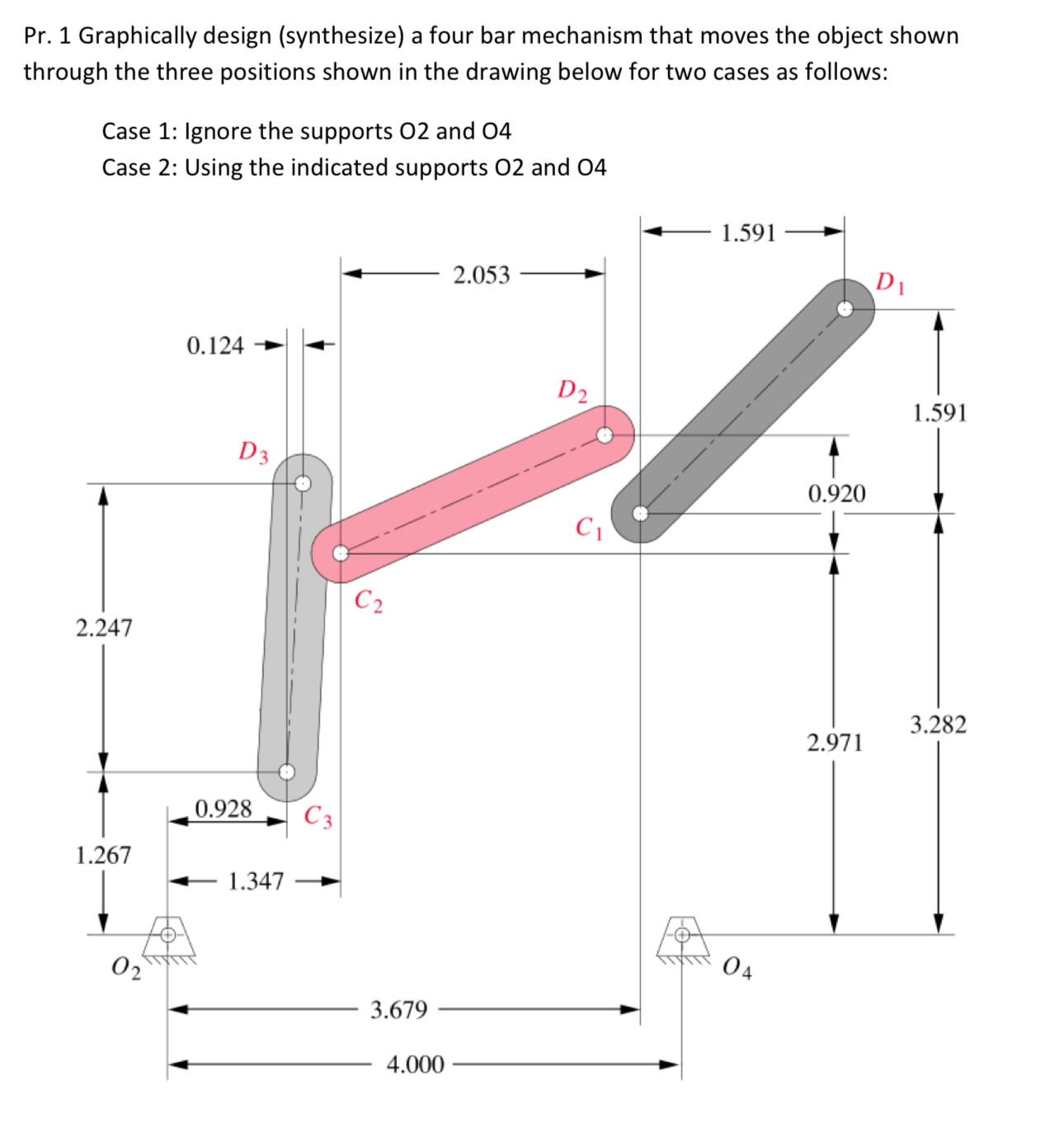 Pr. 1 ﻿Graphically design (synthesize) ﻿a four bar | Chegg.com