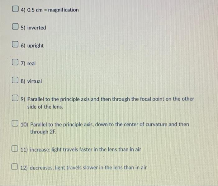 Solved LIGHT AND OPTICS: Select all answer that apply: | Chegg.com