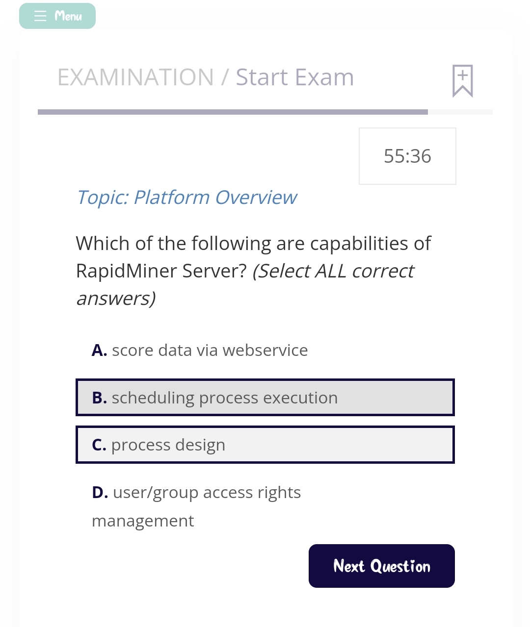 Solved EXAMINATION / ﻿Start ExamTopic: Platform | Chegg.com