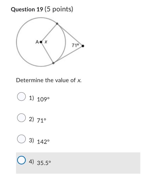 Solved Question 19 (5 points) Determine the value of x. 1) | Chegg.com