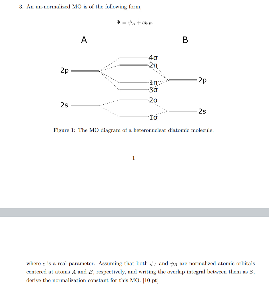 Solved An un-normalized MO is of the following form,Figure | Chegg.com