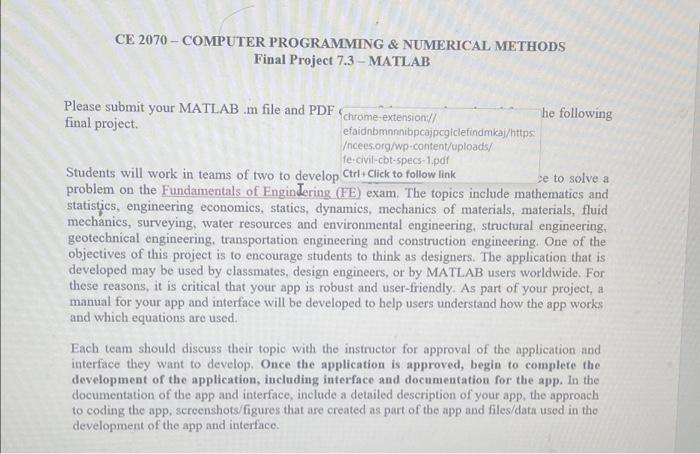 Solved CE 2070- COMPUTER PROGRAMMING & NUMERICAL METHODS | Chegg.com