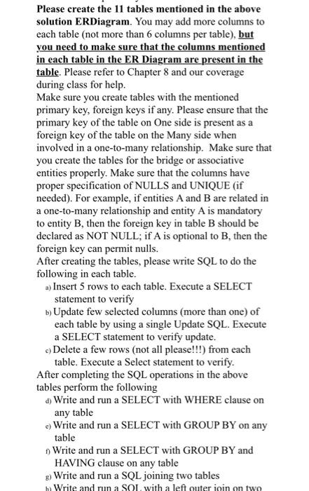 Solved following in each table. a) Insert 5 rows to each | Chegg.com