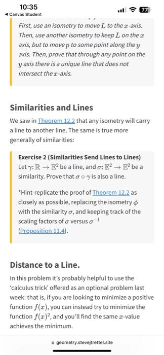 Solved First, use an isometry to move L to the x-axis. Then, | Chegg.com