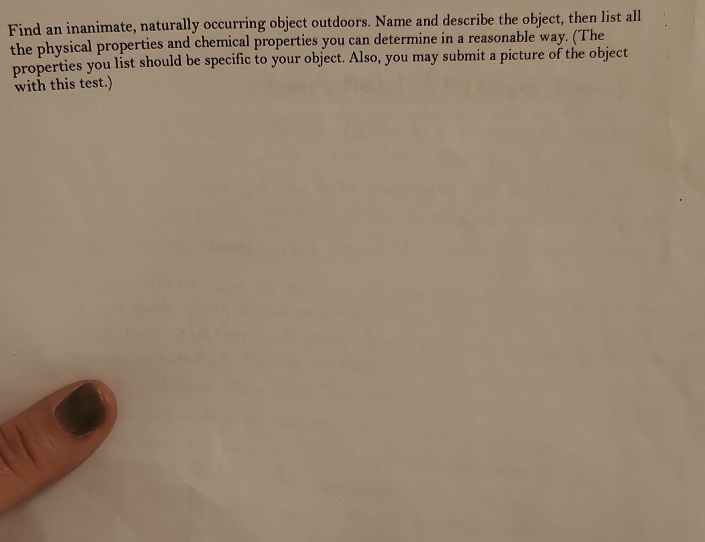 Solved Find an inanimate, naturally occurring object | Chegg.com