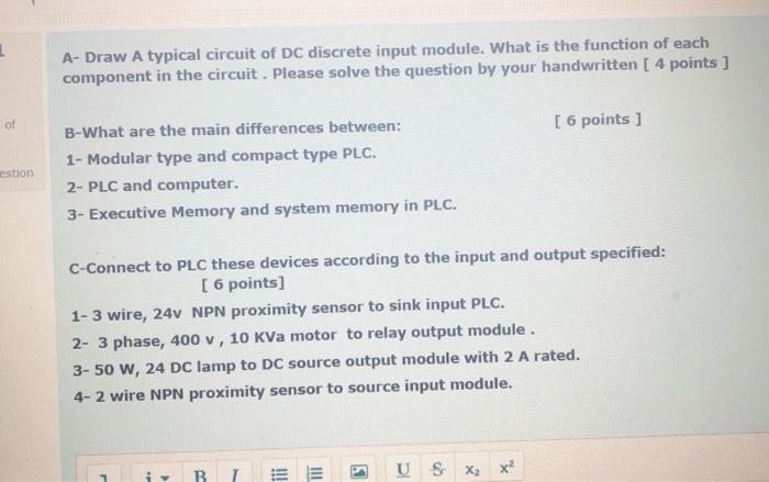 Solved A Draw A Typical Circuit Of Dc Discrete Input