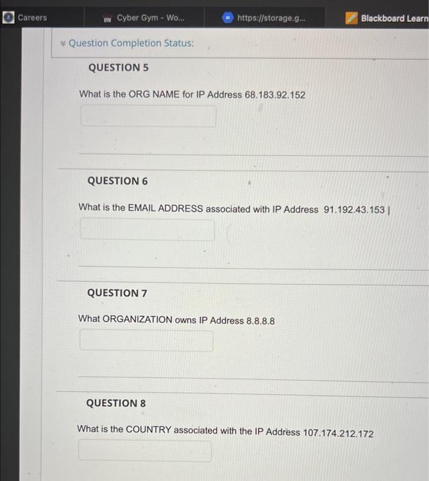 Solved What is the ORG NAME for IP Address 68.183.92.152 | Chegg.com